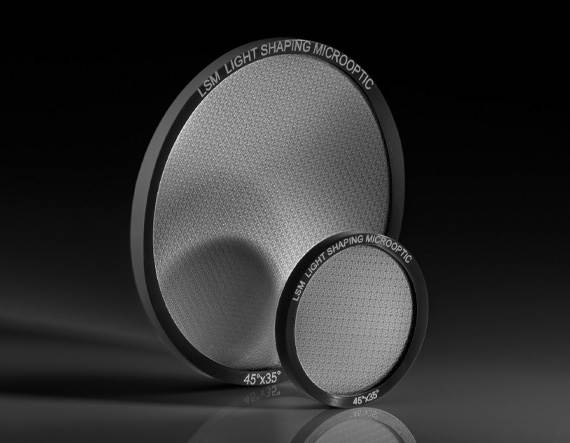 45 x 35° Diffusing Angle, 25mm Dia., Mounted Flat Top Holographic Diffuser